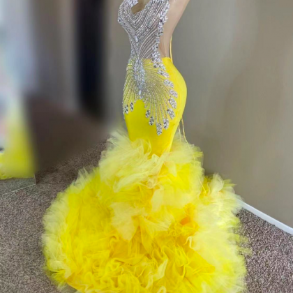 Yellow Prom Dresses, Diamonds Party Dresses, Luxury Birthday Party ...