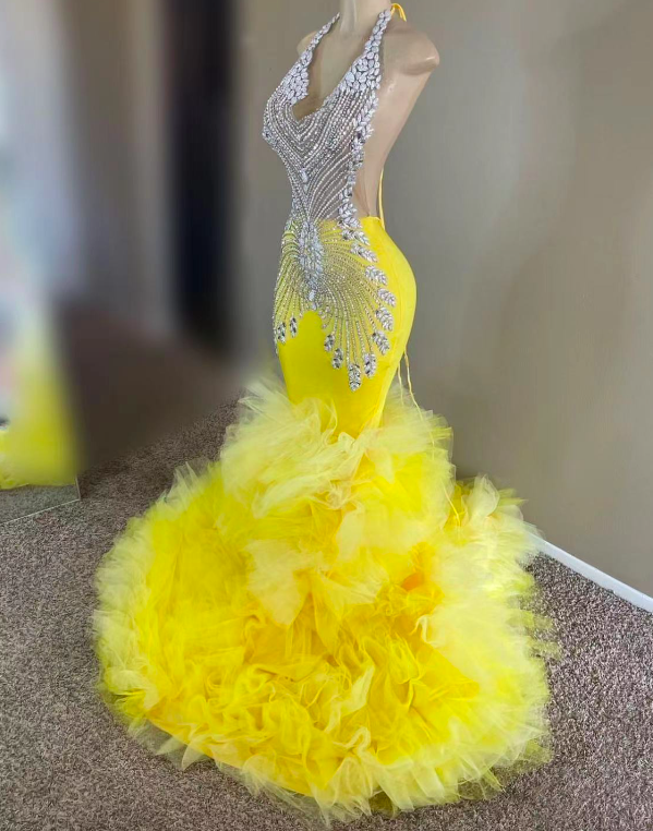Yellow Prom Dresses, Diamonds Party Dresses, Luxury Birthday Party ...