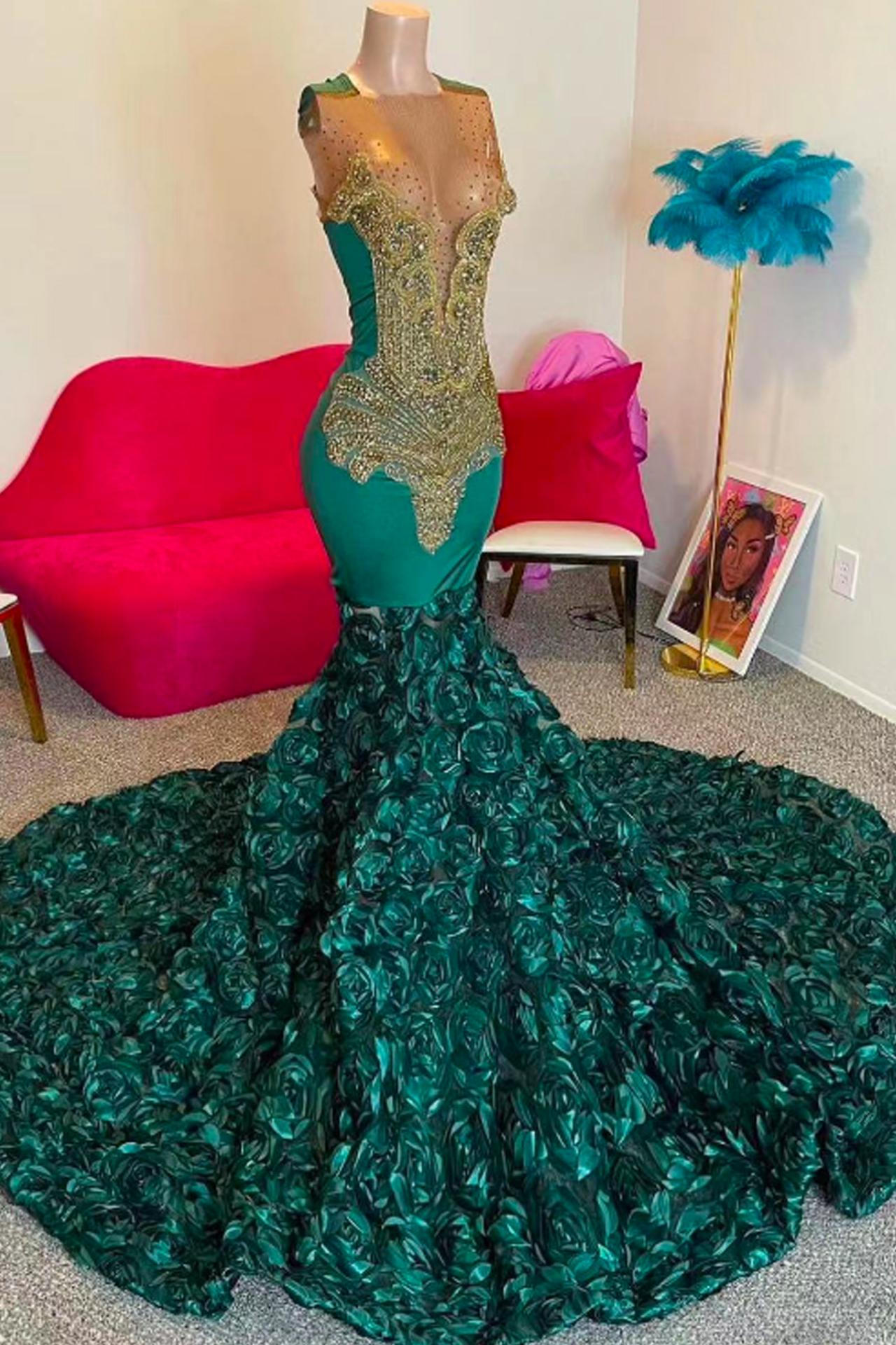 Emerald Green Prom Dresses, Diamonds Prom Dresses, Luxury Birthday ...