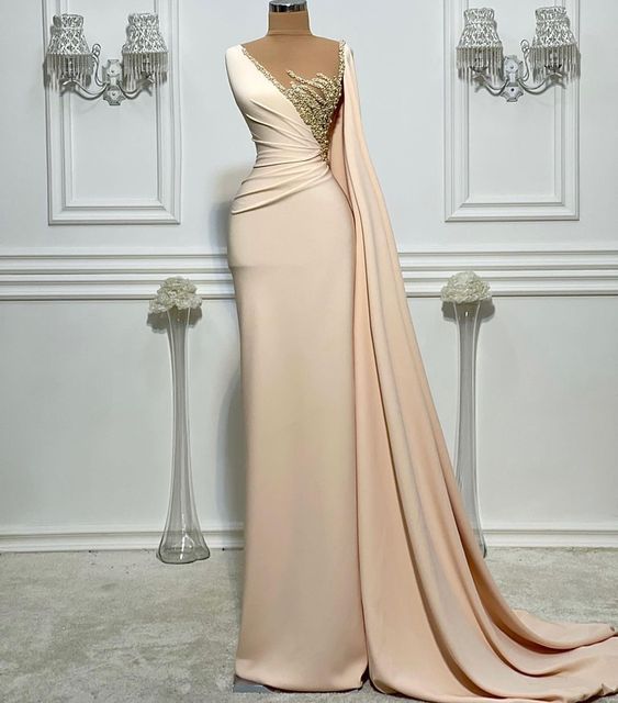 Arabic Prom Dresses, Champagne Prom Dresses, Beaded Prom Dresses ...