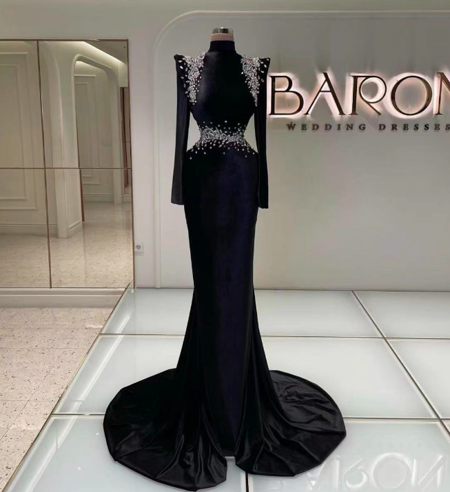 Arabic Prom Dresses, High Neck Prom Dresses, Beaded Prom Dresses, Robes ...